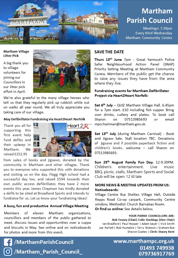 General Parish Council Newsletter May 2024v2 - Martham Parish Council